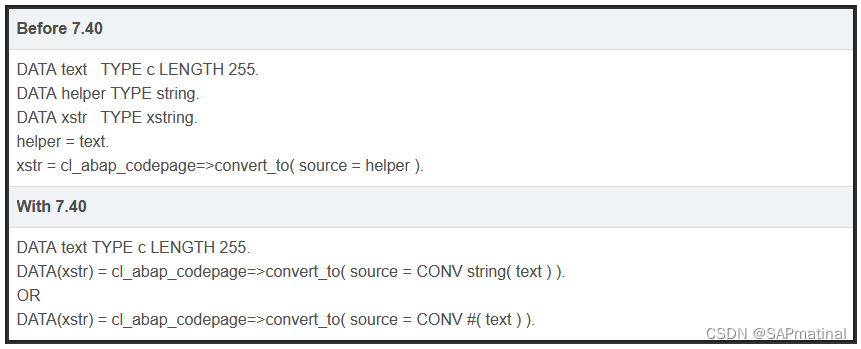 matinal：SAP ABAP 7.40及以上新语法CONV用法_abap conv-CSDN博客