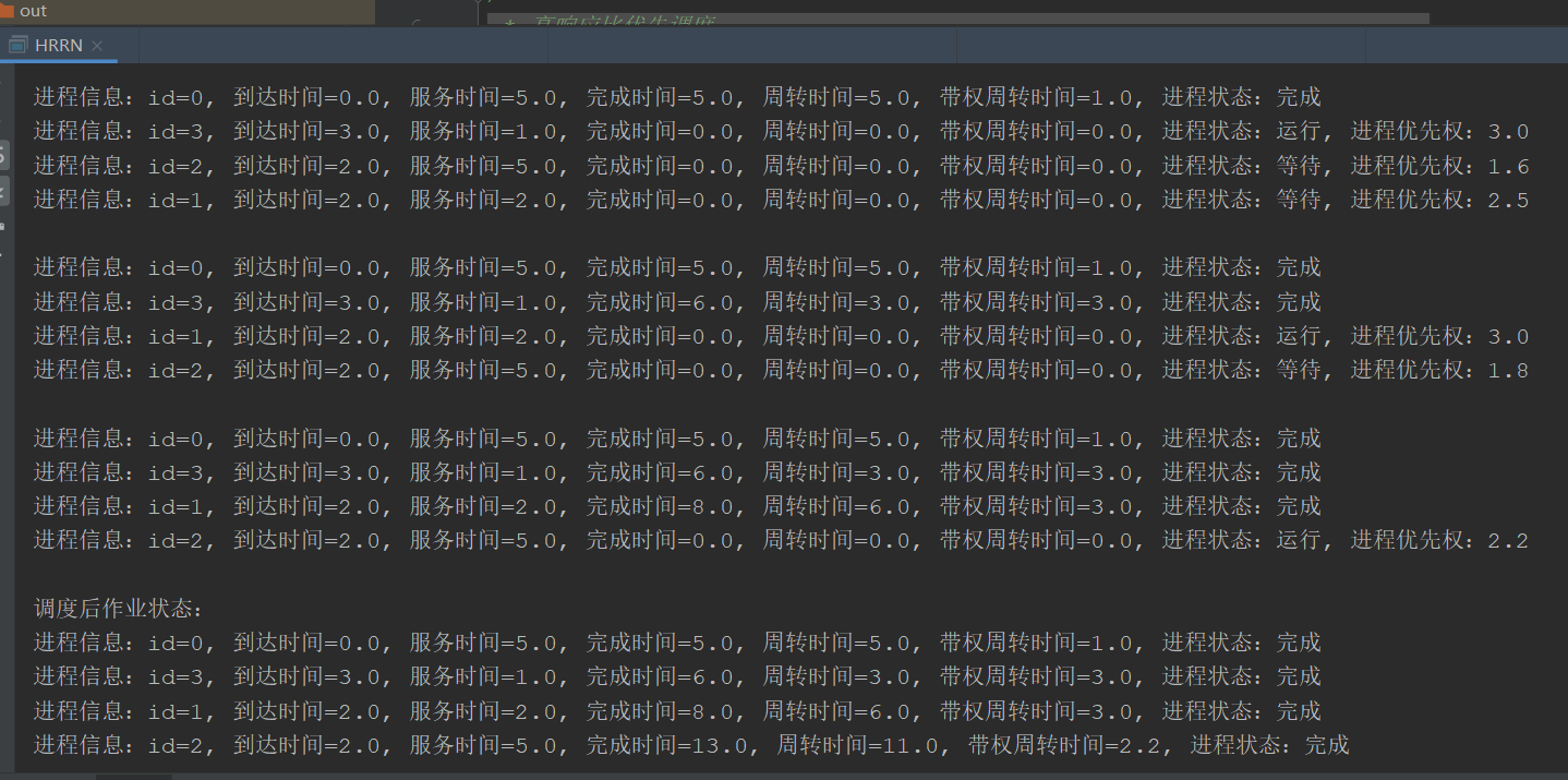 操作系统：高响应比优先调度算法（HRRN）Java代码实现_操作系统实验高优先级算法java-CSDN博客