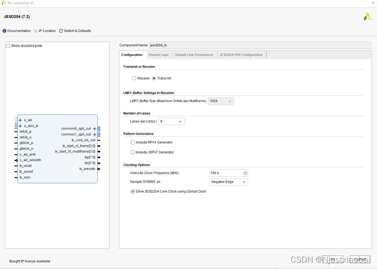 Xilinx的JESD204B ip核的使用（以AD9154为例对寄存器参数进行计算）_ad9154寄存器配置-CSDN博客