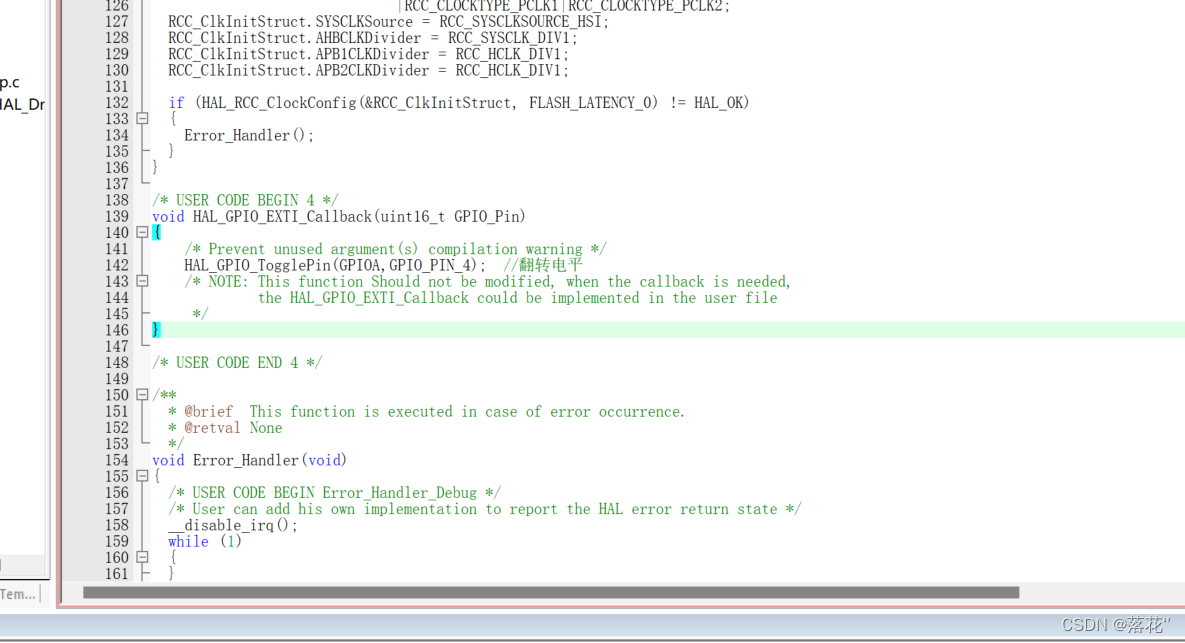 stm32外部中断模式控制灯亮灭_this function should not be modified, when the cal ...
