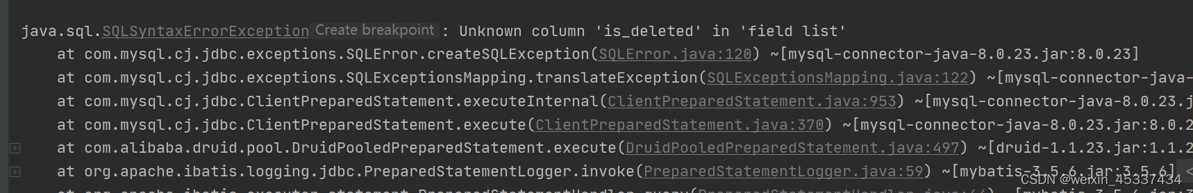 解决瑞吉外卖 Unknown Column ‘isdeleted‘ In ‘field List‘报错unknown Column 