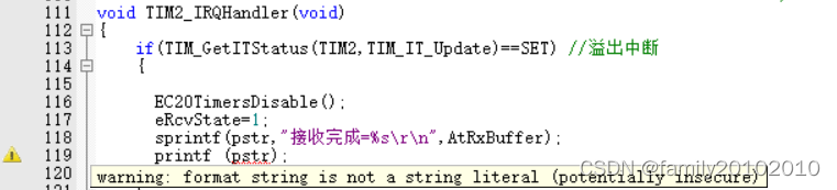 关于printf函数Warning： format string is not a string literal（potentially insecure）！-CSDN博客