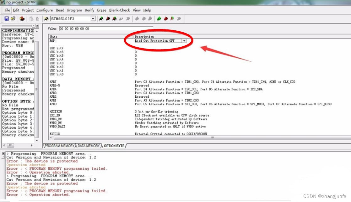 STM8芯片写程序提示The device is protected，芯片烧写程序写保护的解决方法-CSDN博客