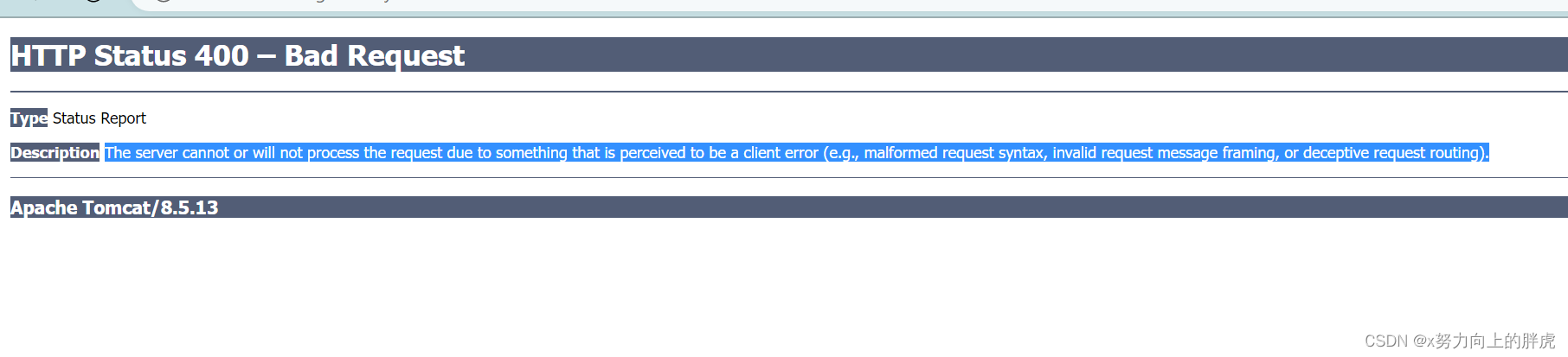 The server cannot or will not process the request due to something that is perceived to be a ...