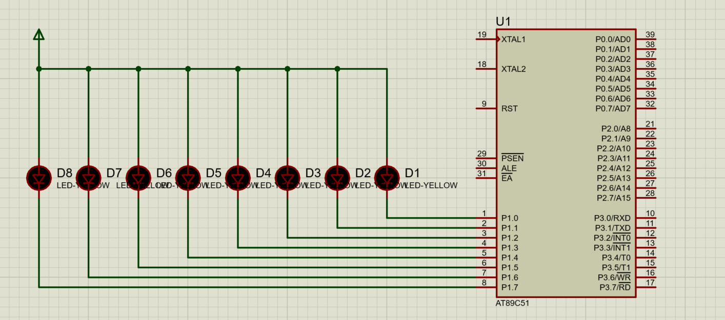 使用Protues/Keil平台，采用AT89C51芯片，完成8个LED的流水灯控制_采用proteus仿真实现89c51单片机的p2端口驱动8个发光二极管-CSDN博客