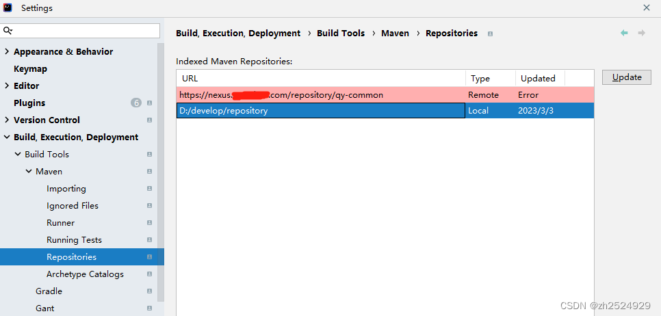 idea的maven设置nexus私服repositories update 出现 error ，拉不下来私服包问题_maven配置中 ...
