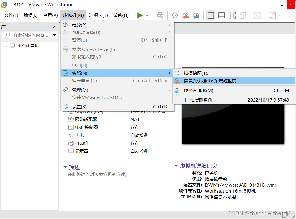 VMware16虚拟机克隆和拍摄快照以及常用功能使用_vmware16 player虚拟网络编辑器-CSDN博客