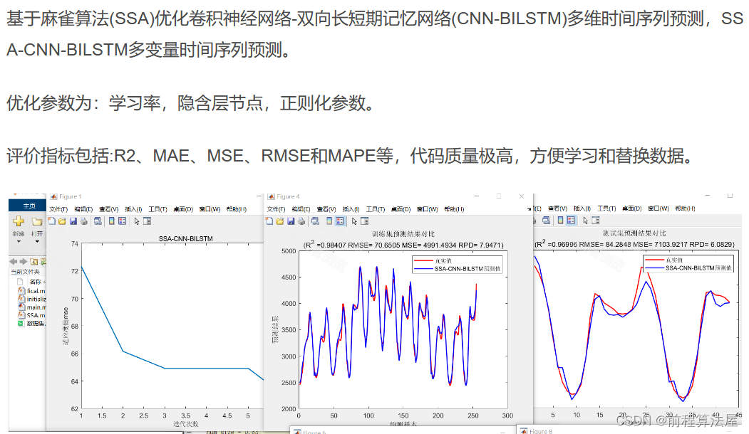 多维时序预测 | Matlab基于麻雀算法(SSA)优化卷积神经网络-双向长短期记忆网络(CNN-BILSTM)多维时间序列预测,SSA-CNN-BILSTM多维时间序列预测_多维序列预测残差 ...