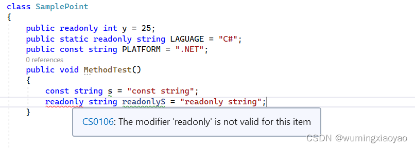 C# - readonly 和 const 关键字_c# const和readonly-CSDN博客