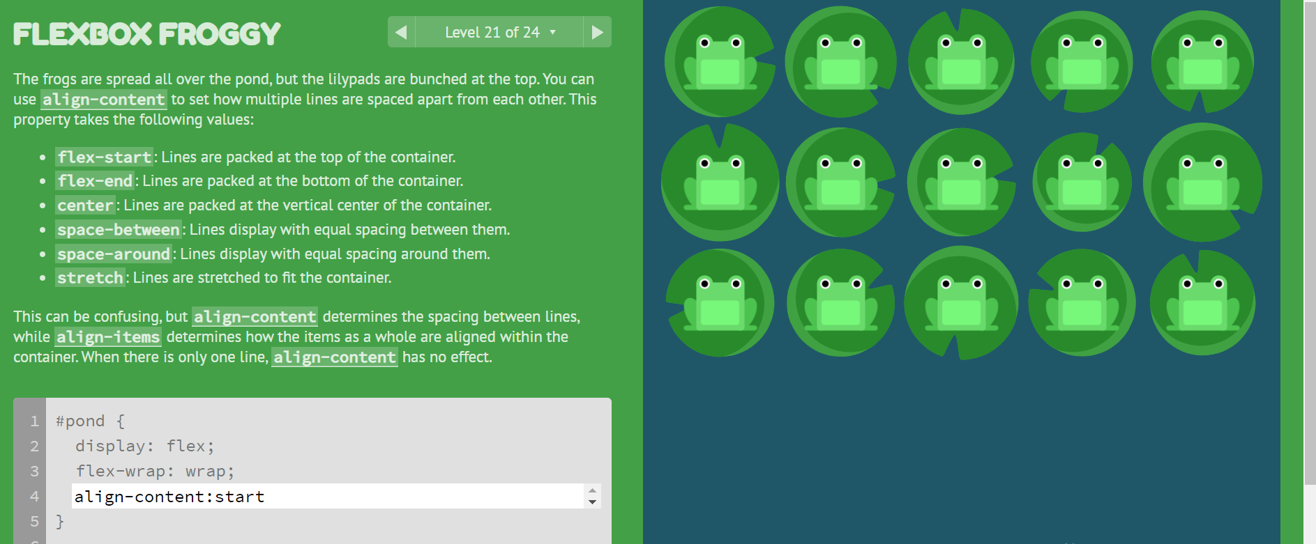 flex froggy 青蛙跳荷叶的小游戏答案_flexbox froggy_fay_ren的博客-CSDN博客