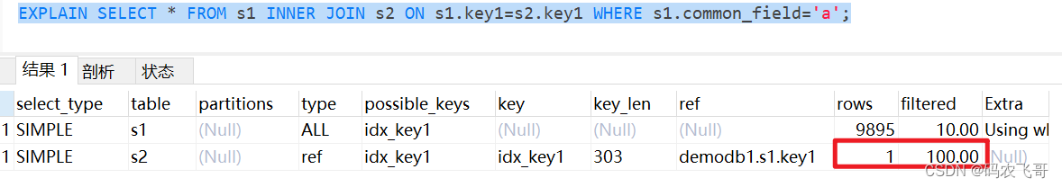 【MySQL从入门到精通】【高级篇】（二十五）EXPLAIN中ref、rows、filtered、Extra字段的剖析_explain filtered-CSDN博客