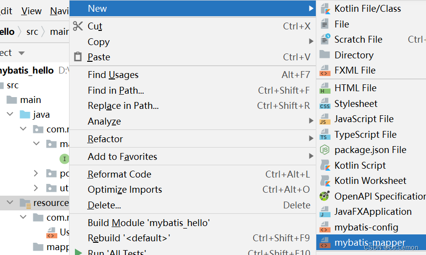 在idea中创建mybatis核心配置文件和映射文件的模板、使用模板搭建mybatis框架idea创建mapper映射文件 Csdn博客