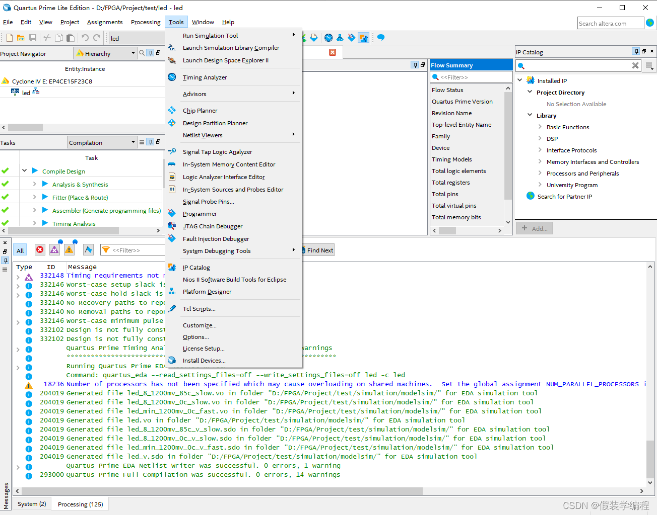 Quartus自动生成Testbench并调用Modelsim_testbench文件怎么生成-CSDN博客