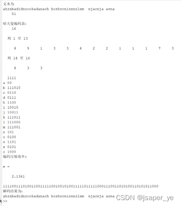数据压缩——霍夫曼（Huffman）文本读取编码matlab_数据压缩huffman-CSDN博客