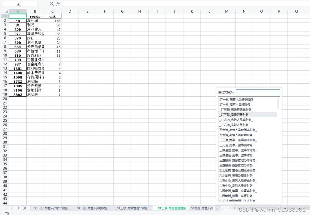 财务数据分析python读取文件夹下所有的文件；合并txt；词频统计；dataframe列内容匹配筛选；dataframe放入同一工作表的不 1682