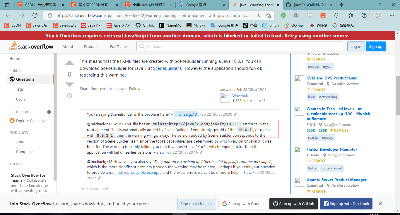 烦死人的JavaFX警告，终于解决了_loading fxml document with javafx api of version 1-CSDN博客