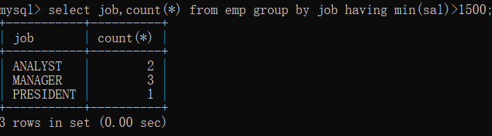 Mysql练习题：Part 3_--列出最低薪金大于1500的各种工作。 select * from emp where sal>1-CSDN博客