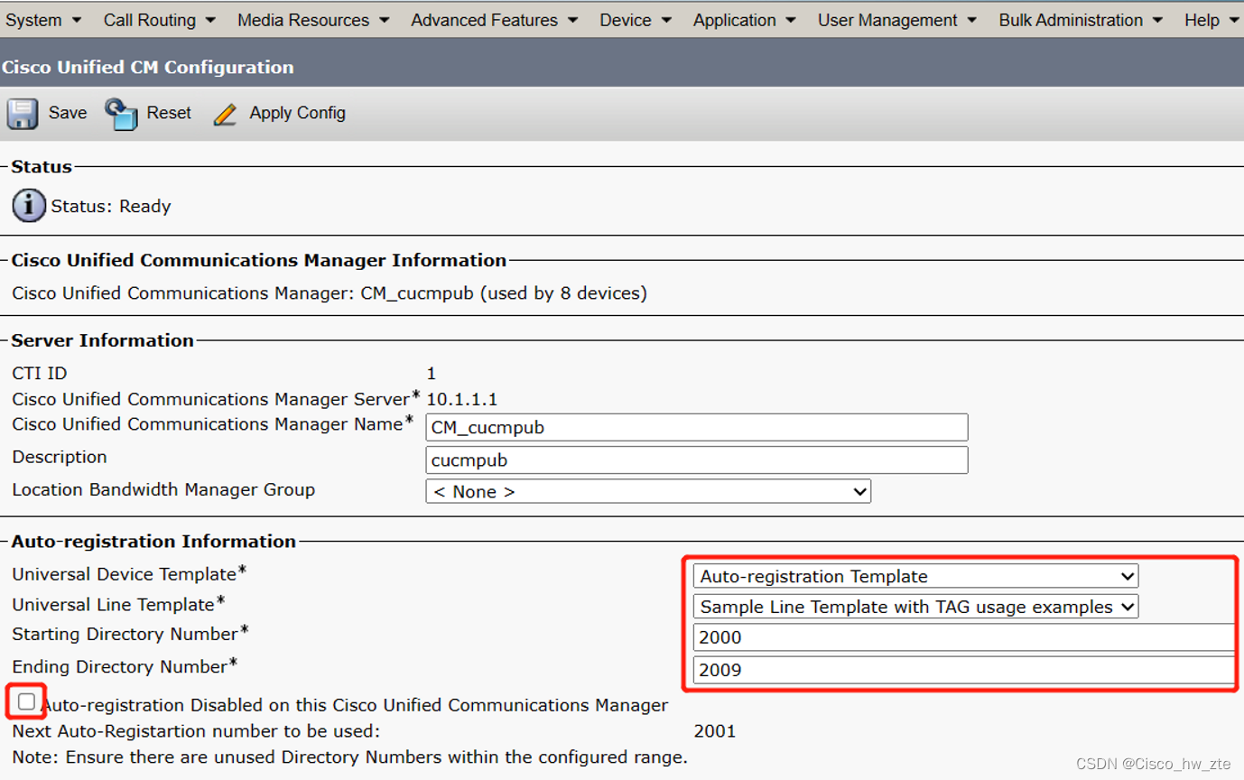 Cisco CUCM初始化和话机自动注册_思科cucm服务器 注册-CSDN博客