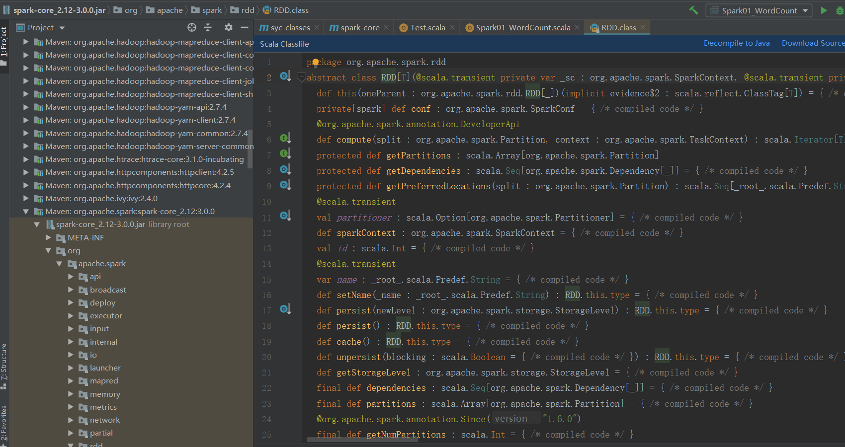 IDEA中查看RDD.scala源码方法_idea 支持显示 spark scala 源码-CSDN博客
