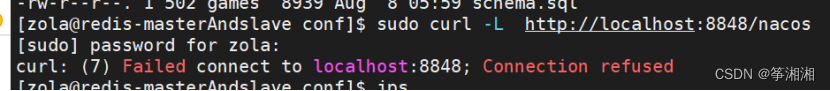 nacos web页面访问失败，显示curl: (7) Failed connect to localhost:8848； Connection refused_curl: (7 ...