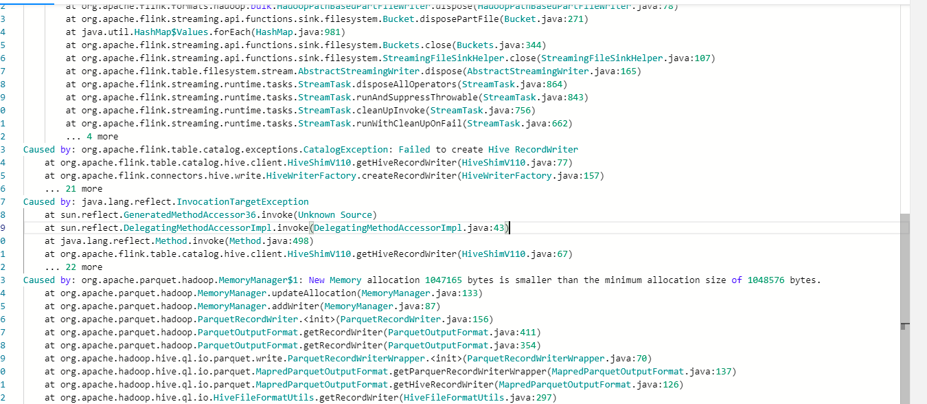【Flink】未解决 FLink 写 hive MemoryManager New Memory allocation smaller than the minimum allocation ...