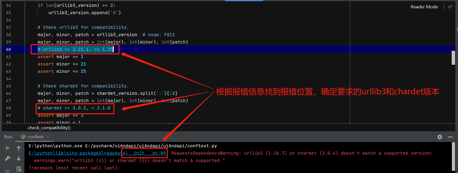 python urllib3版本冲突问题_warnings.warn("urllib3 ({}) or chardet ({}) doesn'-CSDN博客