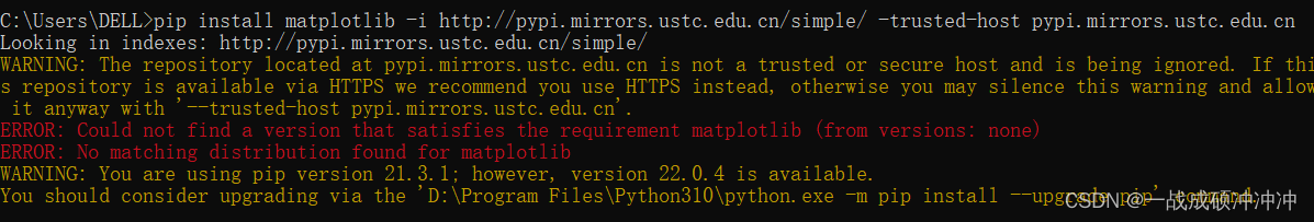 Could Not Find A Version That Satisfies The Requirement Matplotlib Csdn博客