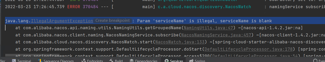 注册nacos配置后启动项目报:Param ‘serviceName‘ is illegal, serviceName is blank_java.lang ...