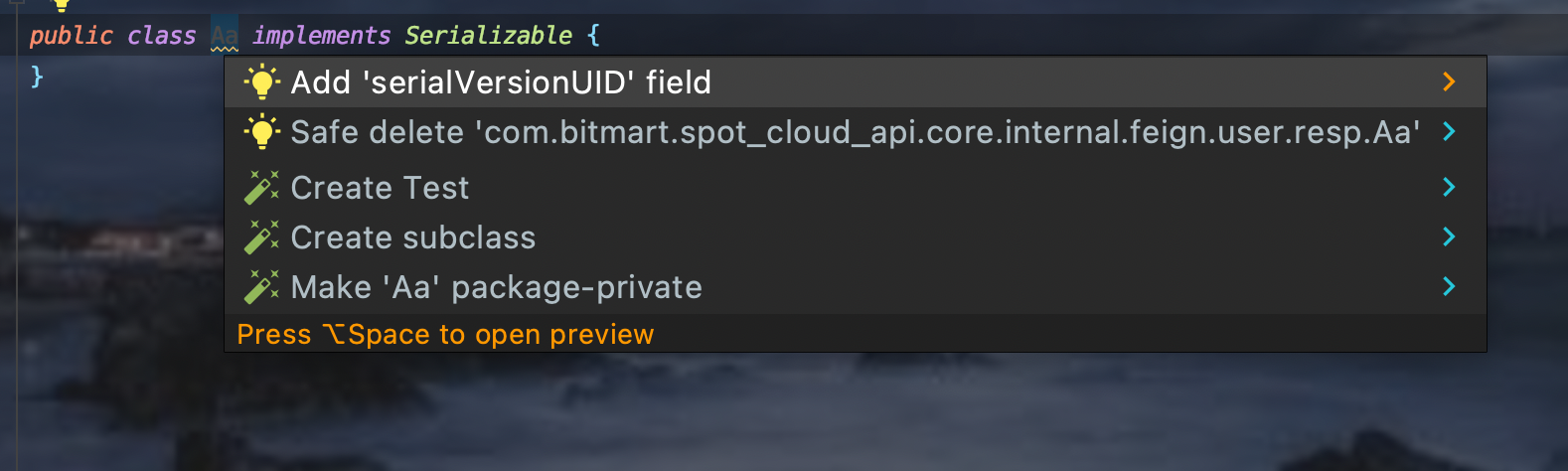 idea 添加serialVersionUID提示_serialversionuid' can be annotated with '@serial' -CSDN博客