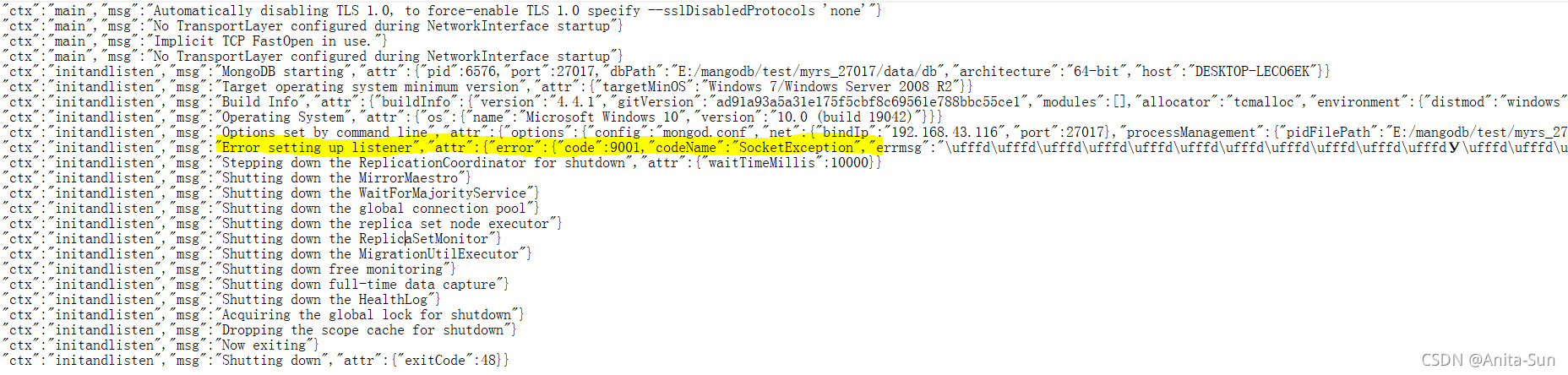 使用 Mongod 命令启动错误,闪退,error Setting Up Listenermongodb Error Setting Up Listener Csdn博客 3321