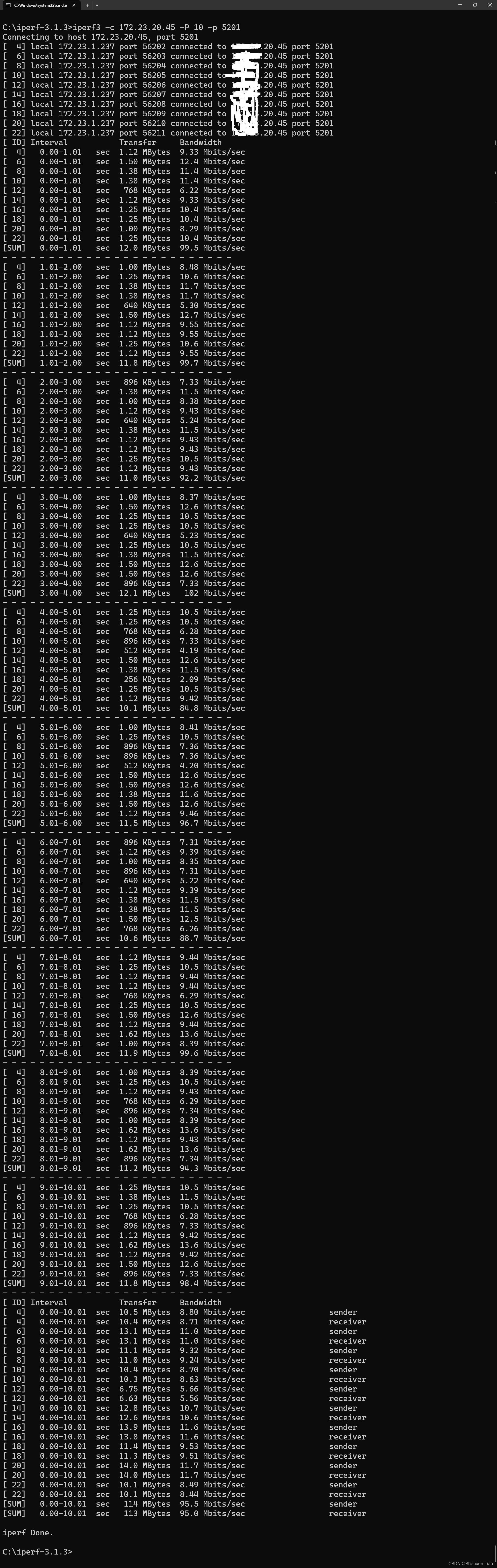 iPerf 3 网络性能测试工具及测试用例参数详解:_iperf测试udp时间-CSDN博客