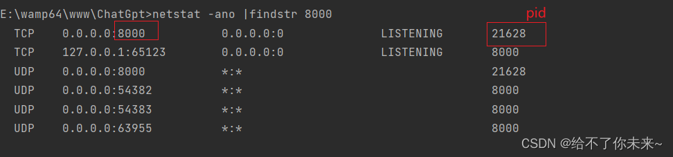 tp8框架本地启动报:“Failed to listen on 0.0.0.0:8000“_failed to listen on 0.0.0.0:8000 (reason: 以一种访问权限不 ...