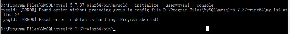 mysql错误：Found option without preceding group in config file-CSDN博客