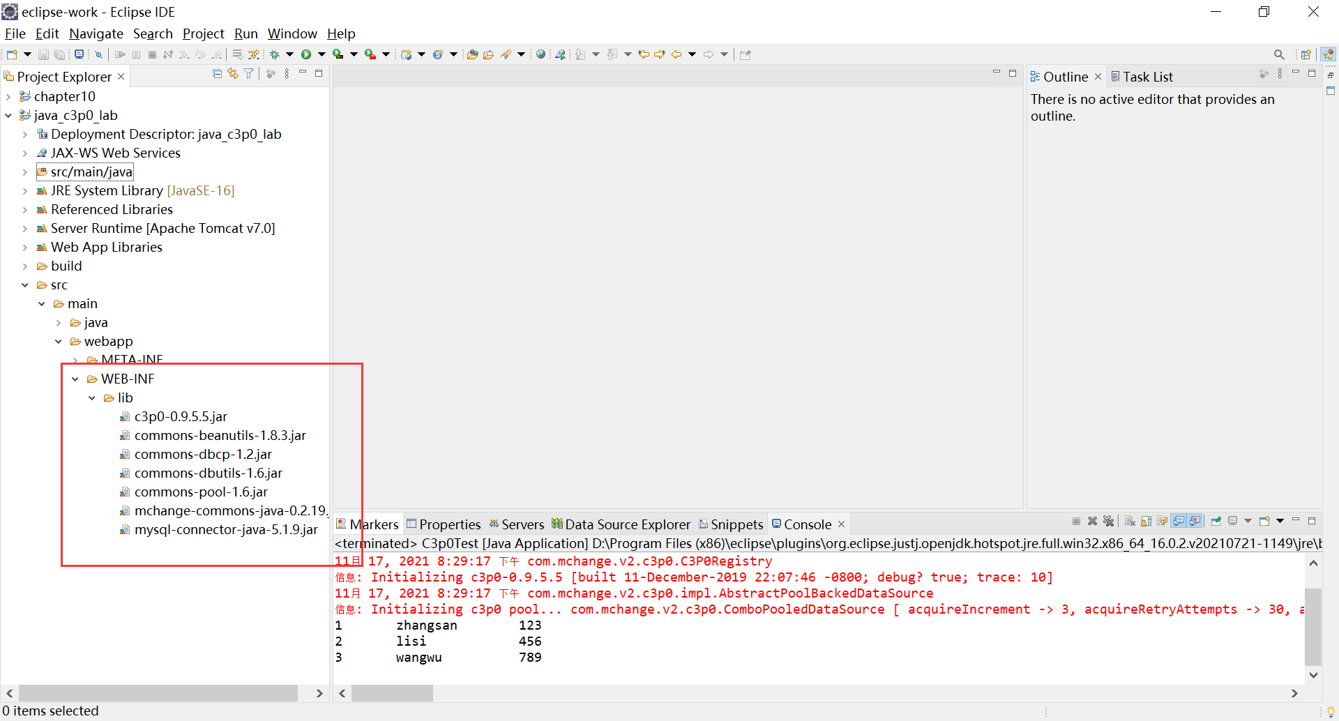 eclipse和idea的DBCP的使用和使用C3P0数据源查询数据_eclipse配置com.mchange.v2.c3p0和tomcat数据源-CSDN博客
