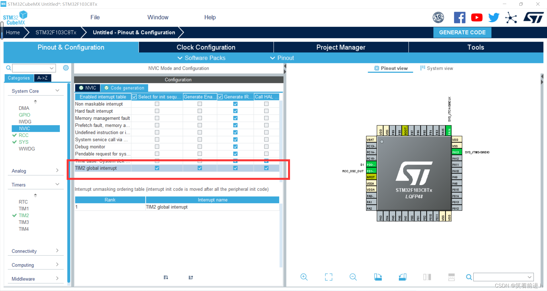 嵌入式STM32入门之定时器控制LED闪烁与产生PWM脉冲宽度调制信号_stm32pwm控制led亮度_笑着前进.h的博客-CSDN博客