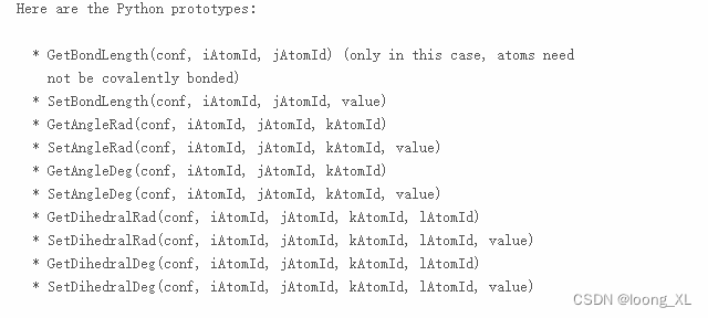 rdkit 3d结构距离键长矩阵获取rdDistGeom与键角度获取rdMolTransforms_rdkit 原子键角-CSDN博客