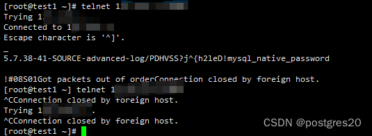 telnet 测试MySQL时通时不通问题分析_got packets out of order-CSDN博客