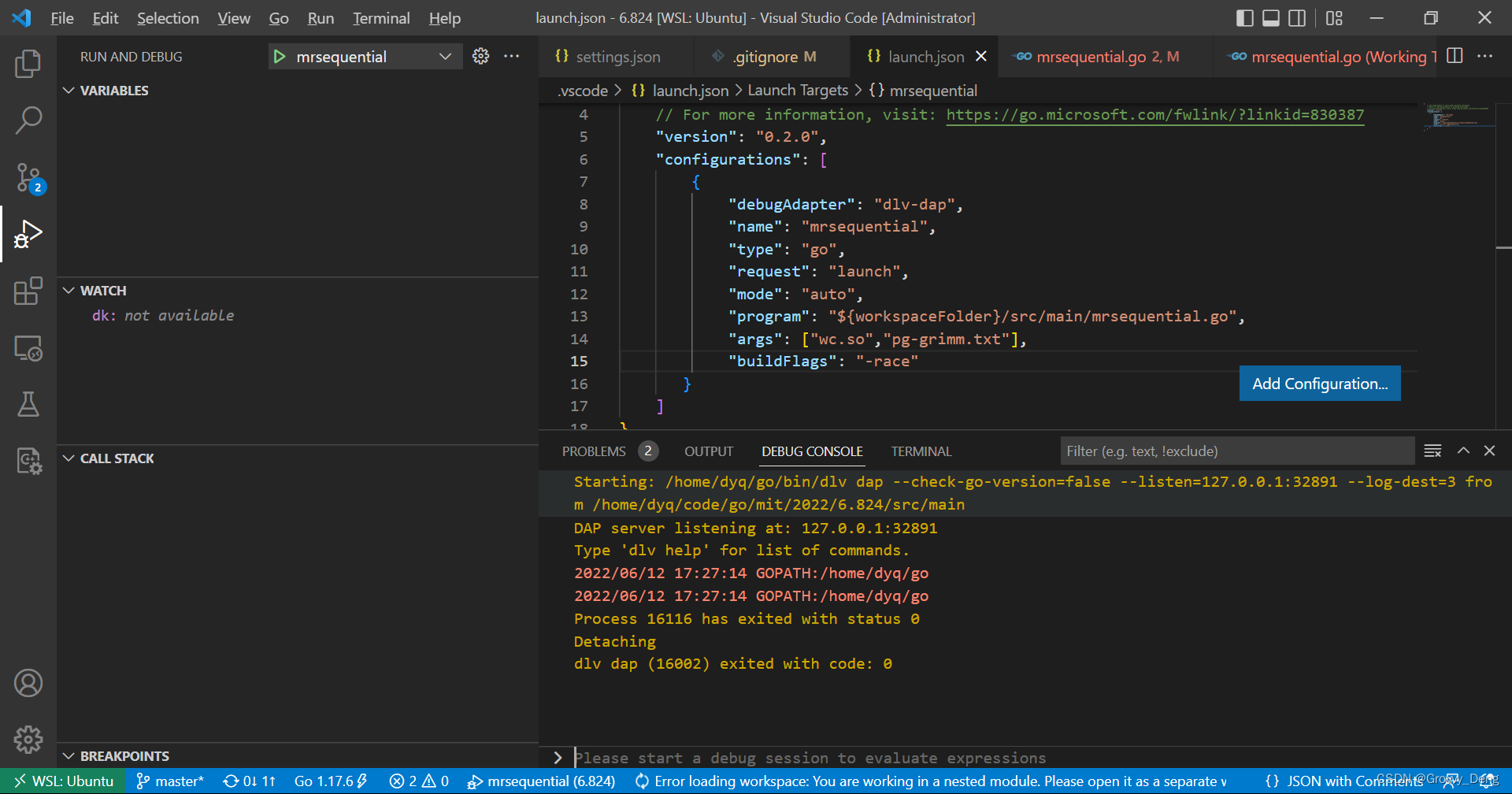 MIT6.824环境搭建:wls+vs code_cannot load plugin wc.so-CSDN博客