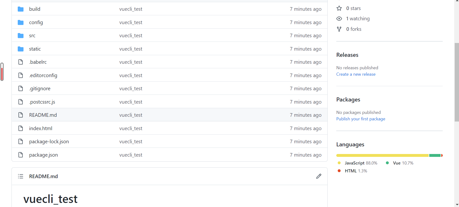 使用vue-cli构建一个项目并上传到GitHub，生成在线预览地址_vue项目上传到github-CSDN博客