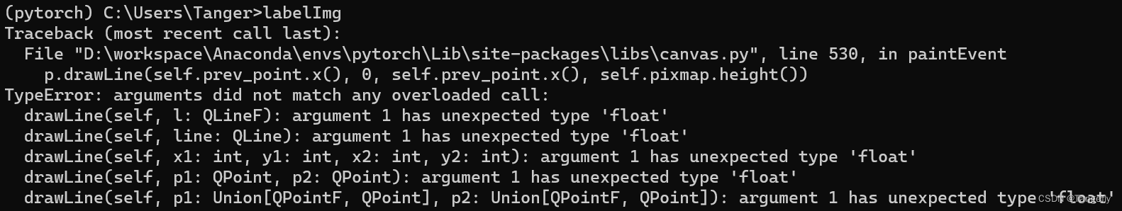 使用labelimg框图闪退报错（TypeError: arguments did not match any overloaded call）_在以下三行改变 drawrect ...
