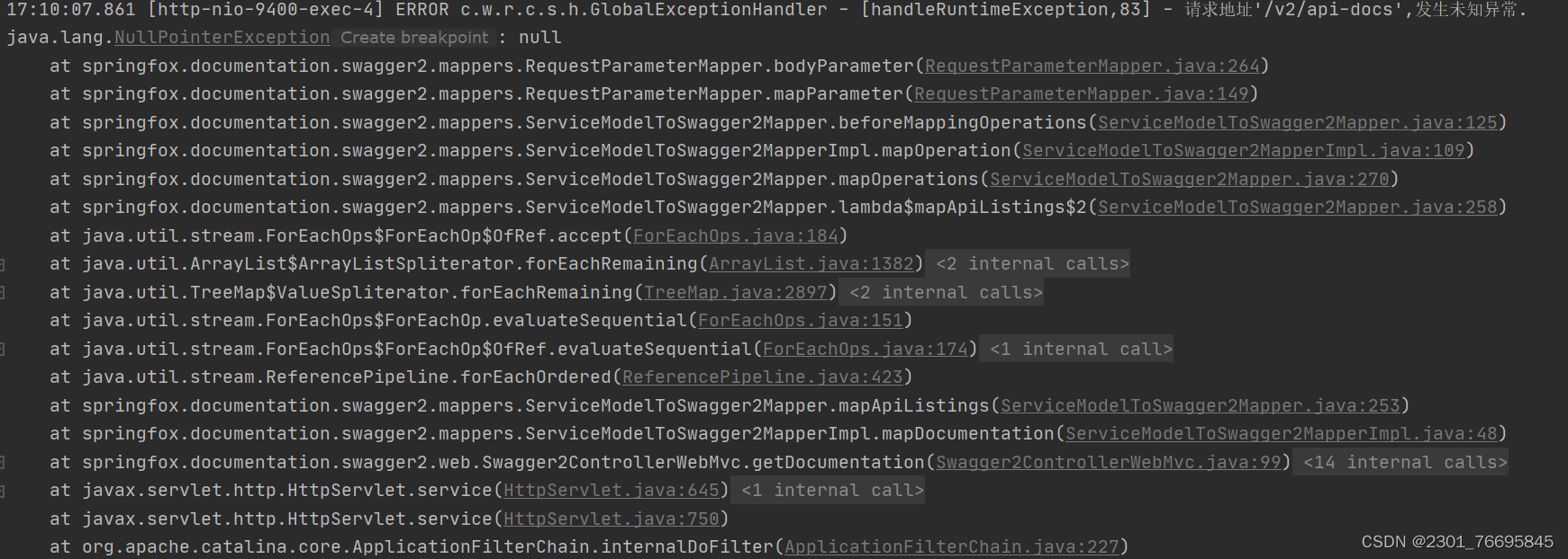 springboot + swgger遇到的坑 - 请求地址‘/v2/api-docs‘,发生未知异常._api-docs请求超时 swagger-CSDN博客
