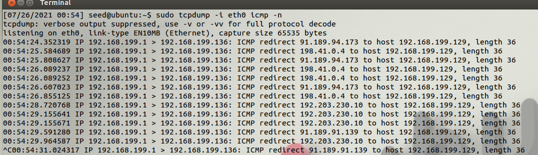 『网络协议攻防实验』ICMP重定向攻击和防御_icmp redirect attack-CSDN博客