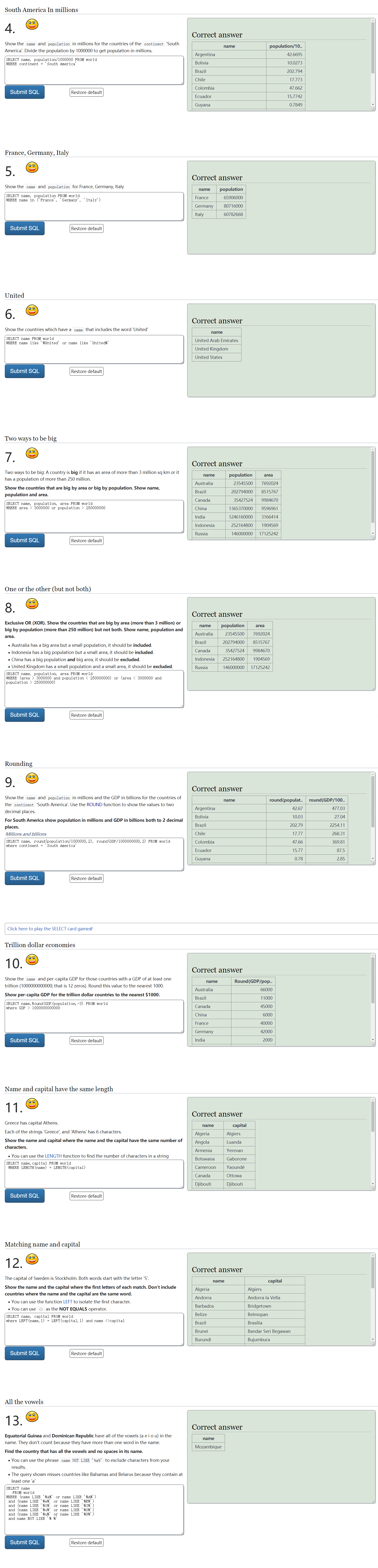 【SQL基础】SQLzoo练习-CSDN博客