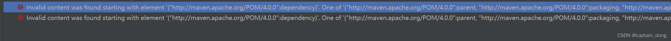 Invalid content was found starting with element ‘{“http://maven.apache.org/POM/4.0.0“:dependency ...