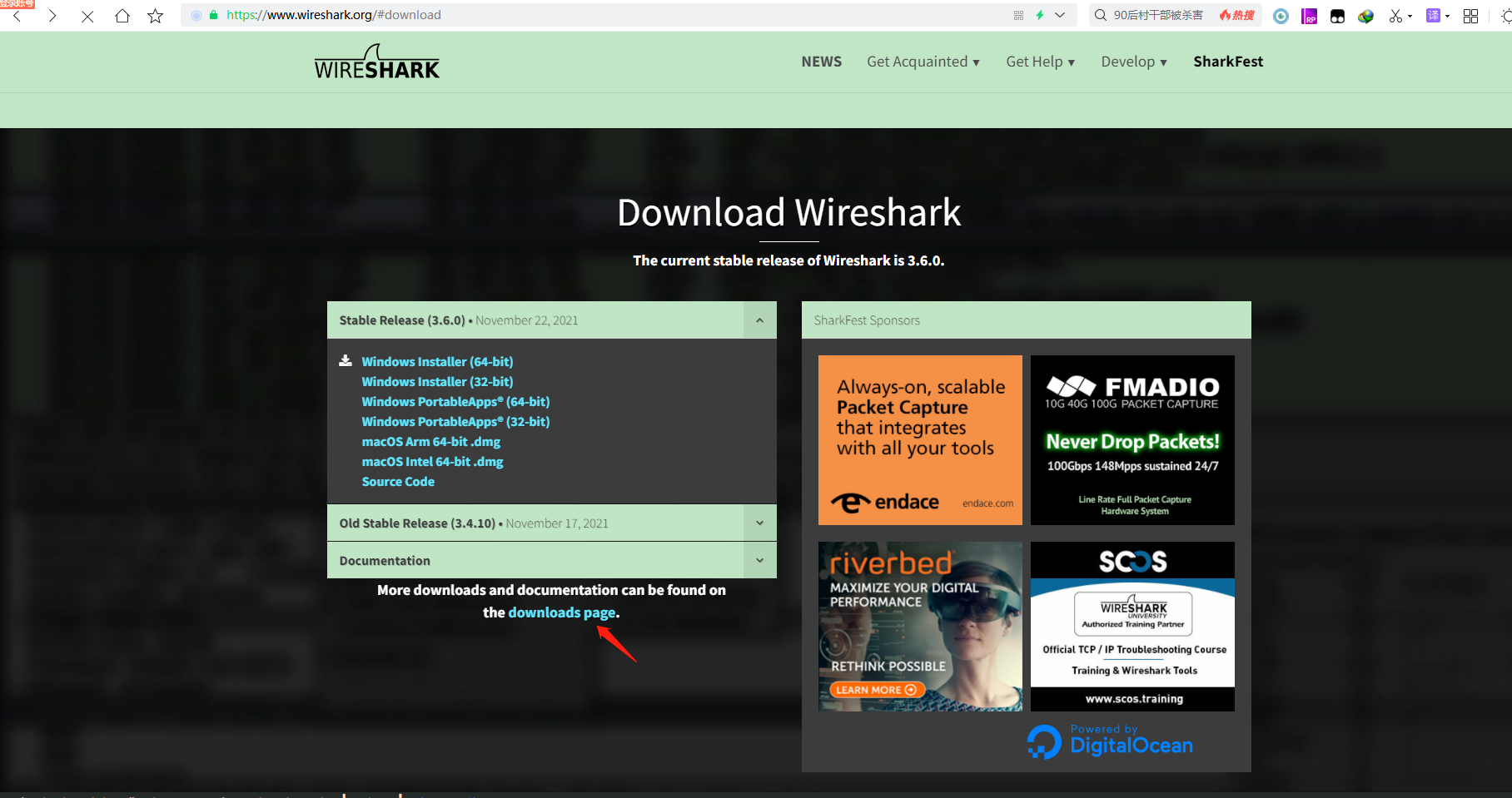 wireshark官网上下载最新及历史版本-CSDN博客