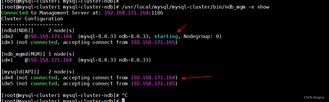 【mysql-cluster[ndbd(NDB)]一直starting】_tables not available after 120 seconds. consider i-CSDN博客