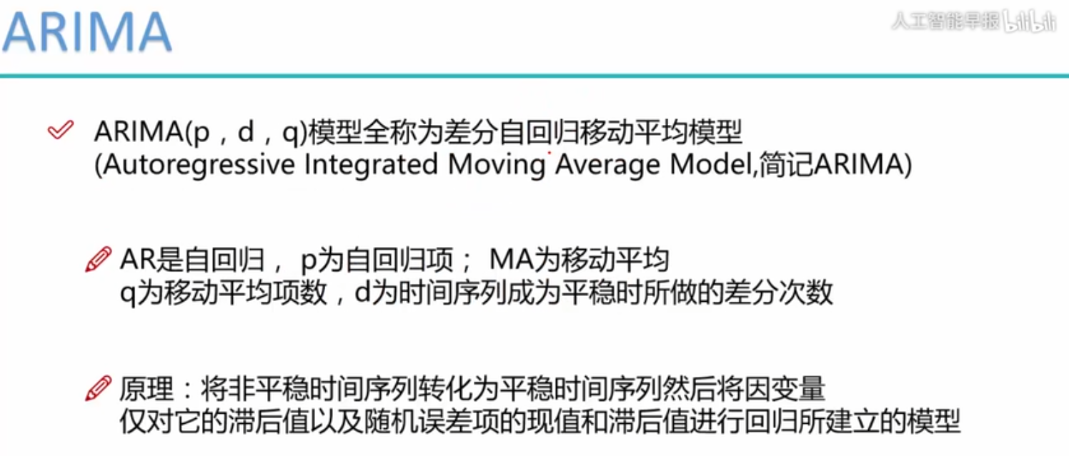 时间序列 预测 经典算法：arima【自回归综合移动平均】【用于单一变量预测；短序列预测还算精准，不适合长序列预测】【使用前提：数据序列是 平稳的”，即均值、方差不随时间变化】【利用差分法使