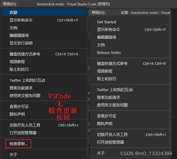 VSCode 检查更新-按钮(菜单)消失不见问题_vscode没有检查更新的选项-CSDN博客