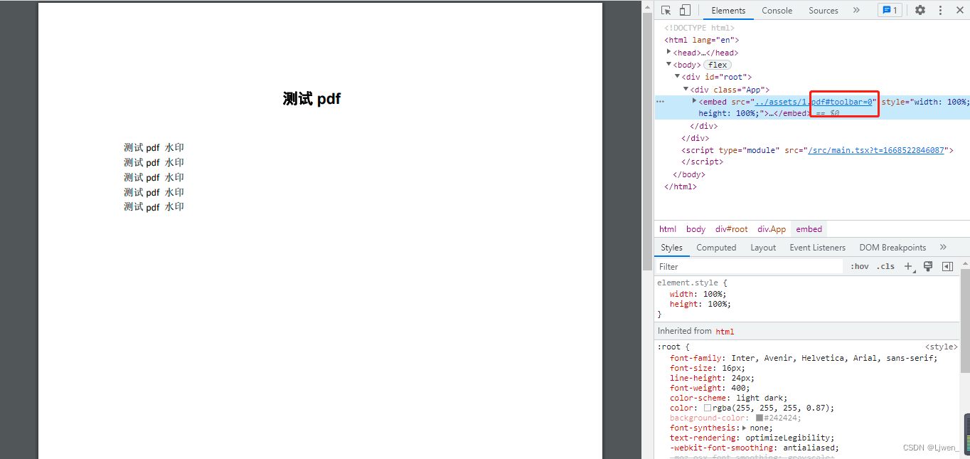 实现在线预览 pdf 以及添加水印_embed pdf-CSDN博客