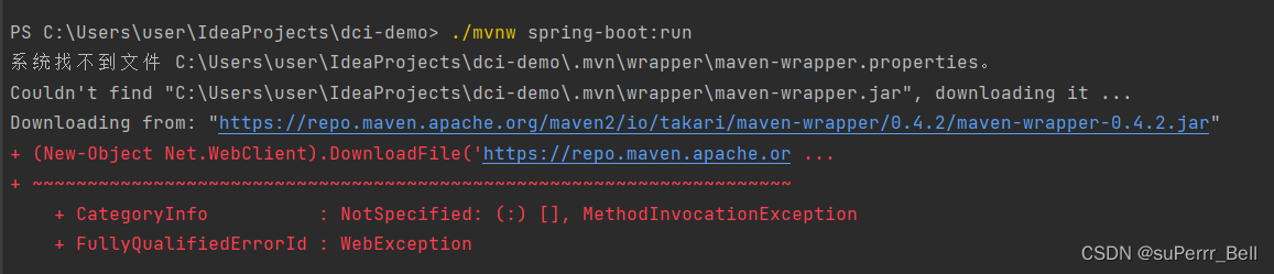 IDEA运行 ./mvnw spring-boot:run报错记录_springboot启动类run报错-CSDN博客